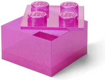 Lego úložný box s víkem, třpytivě růžový