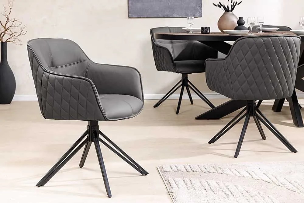 Designová otočná židle Natasha šedá kůže