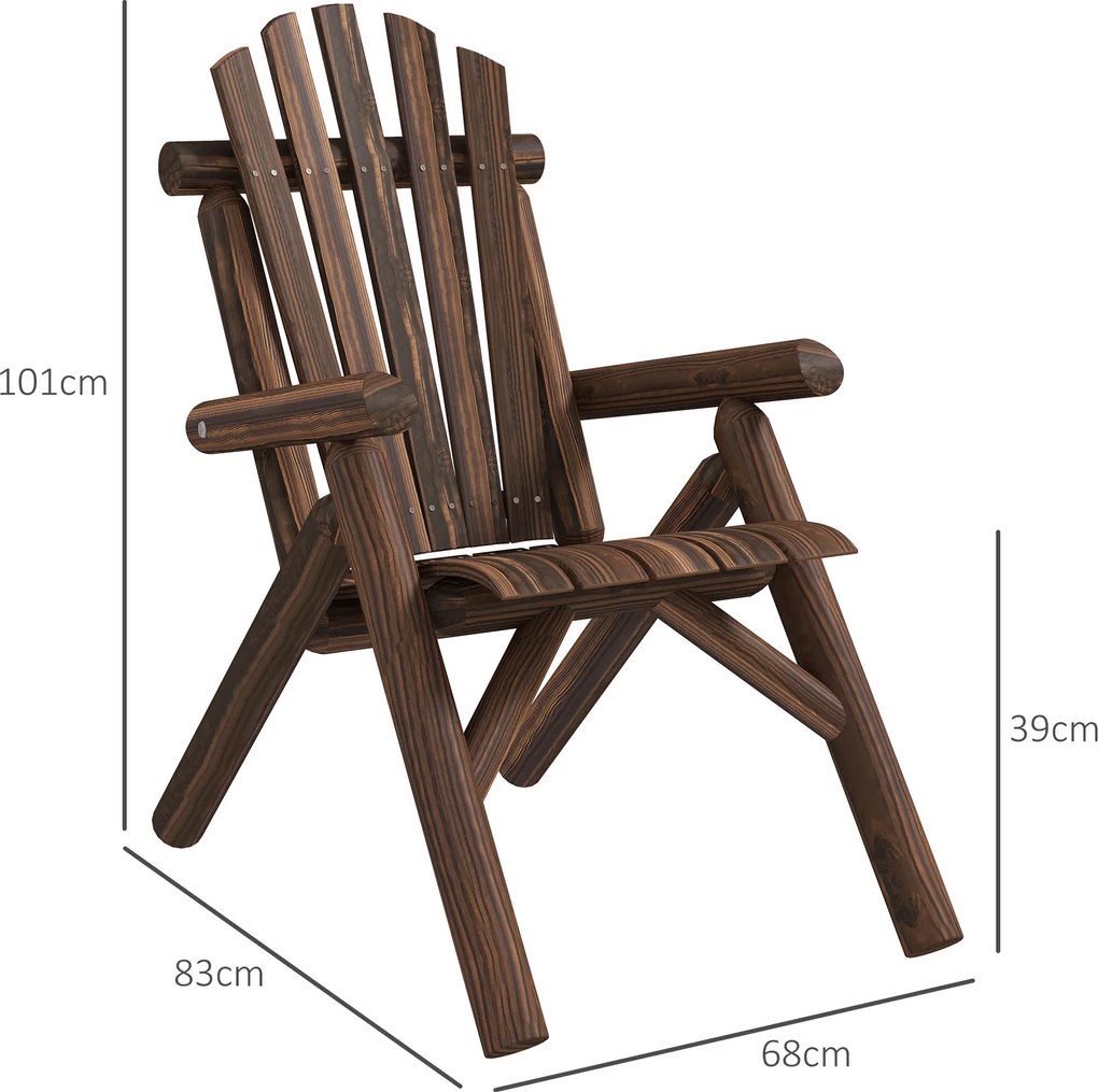 Zahradní židle Outsunny Adirondack dřevěná židle s vysokým opěradlem a područkami z jedlového dřeva, hnědá, 83 x 68 x 101 cm, ideální na zahradu a te…