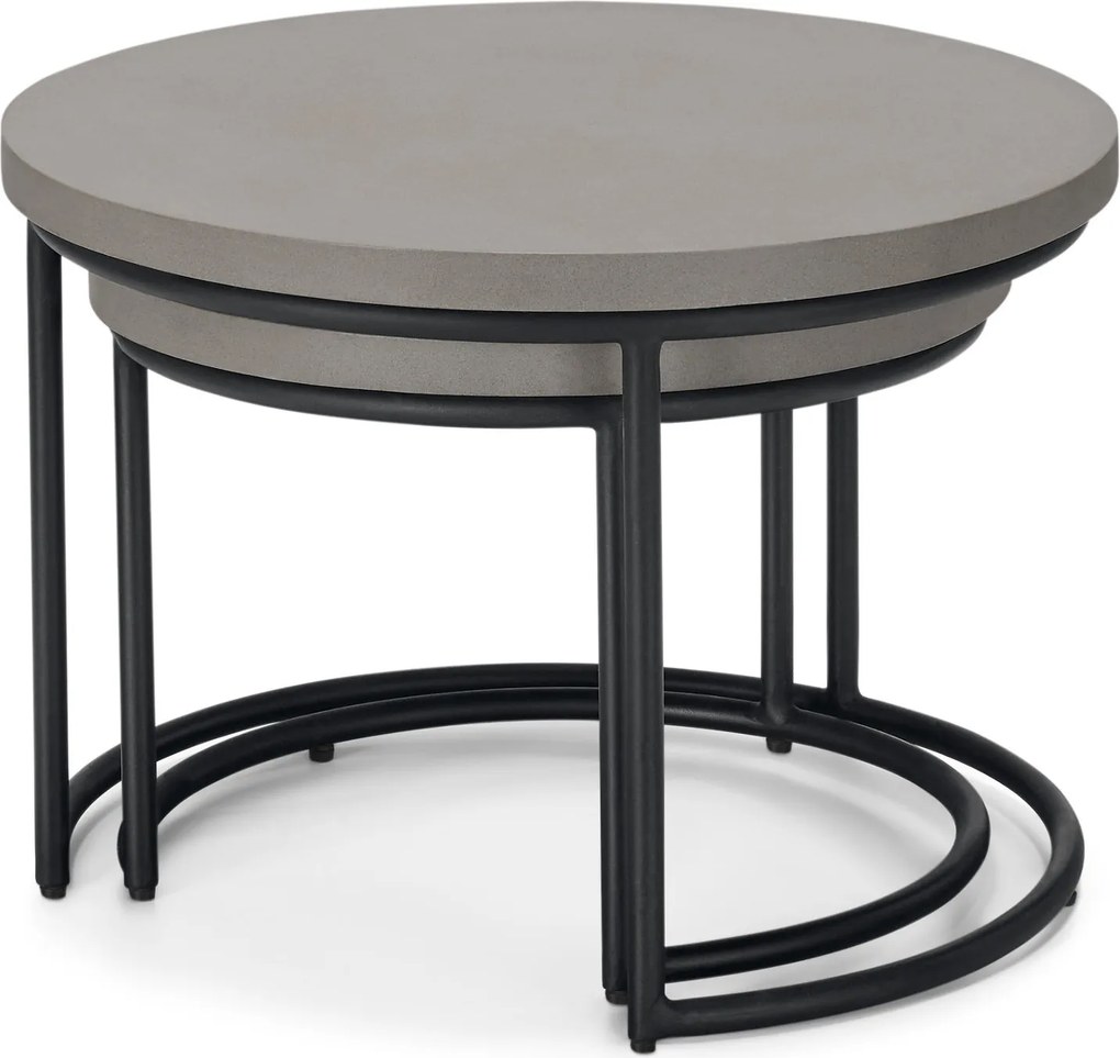 Tchibo - Zahradní konferenční stolky s polycementovou deskou, průměr cca 50 cm a 60 cm, 2 ks