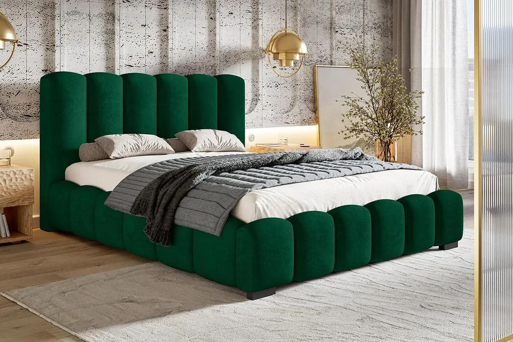 Prošívaná manželská postel Talia 200x200 cm Barva: Zelená - Kronos 19