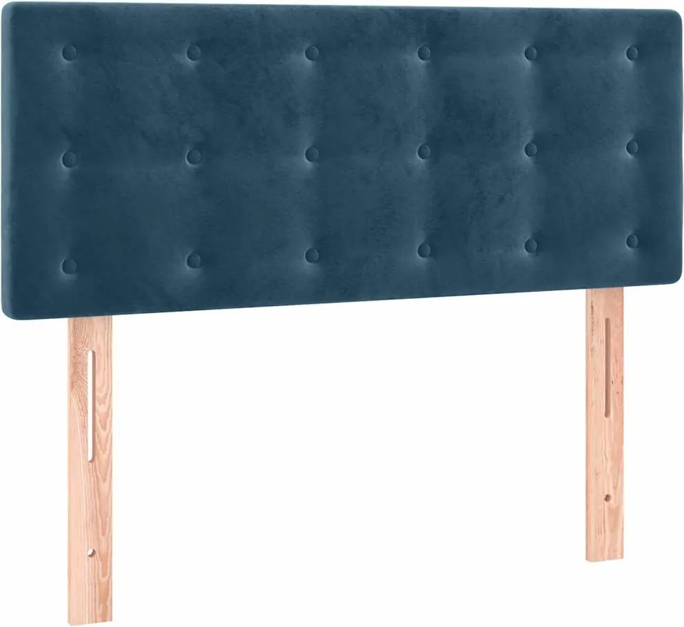 Box spring postel s matrací a LED tmavě modrá 90x200 cm samet 3134625