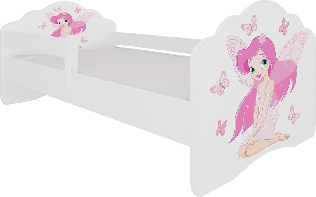 ADRK Furniture Postel s matrací a zábranou CASIMO GIRL WITH WINGS 160x80 CH-Cas- Barr- Girl-Wing-E018