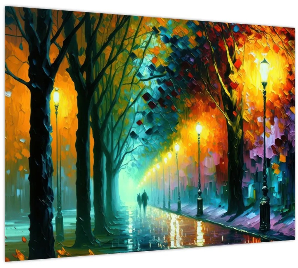 Skleněný obraz - Noční procházka (70x50 cm)