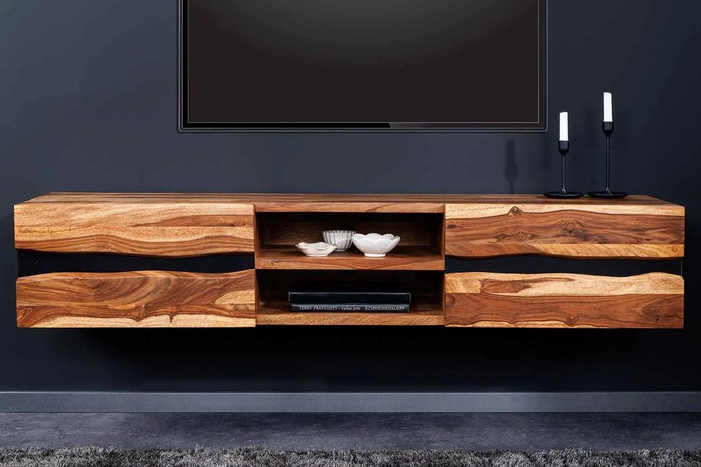 Designový závěsný TV stolek Argentinas 160 cm Sheesham