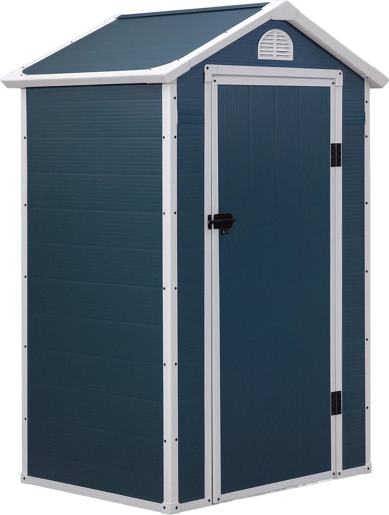 Outsunny Plastová Kůlna 1,9m² 134x104x204cm Skladovací Kůlna s Vstupními Dveřmi a Šikmou Střechou - Voděodolná Zahradní Kůlna pro Venkovní Oblast - Tm