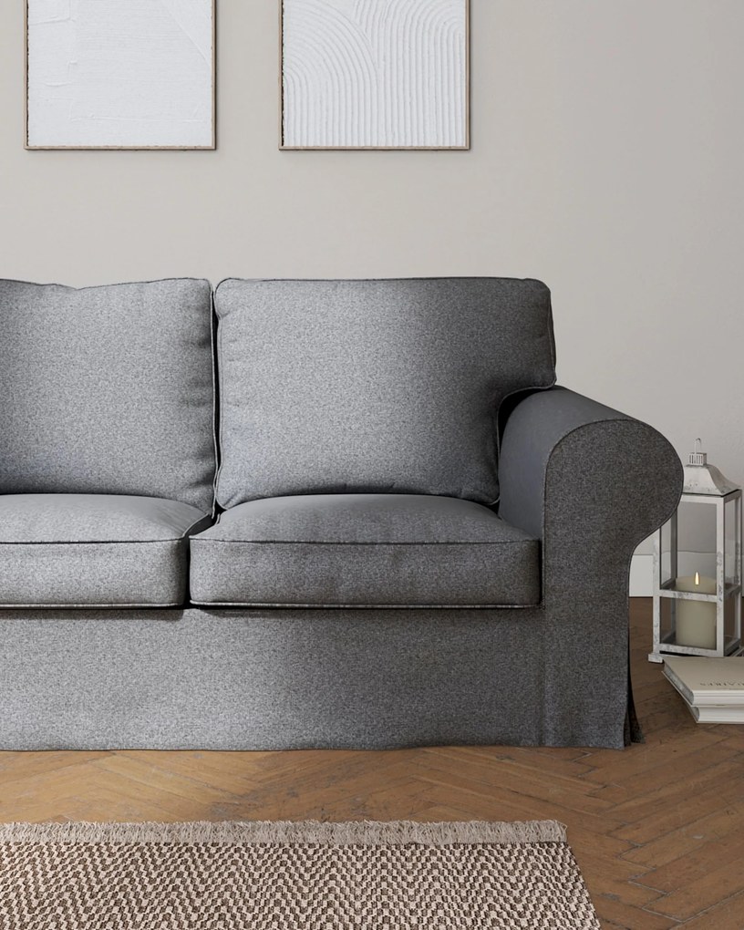 Potah na pohovku IKEA Ektorp 3-místná, rozkládací STARÝ MODEL PIXBO barva šedá látka pletený vzor