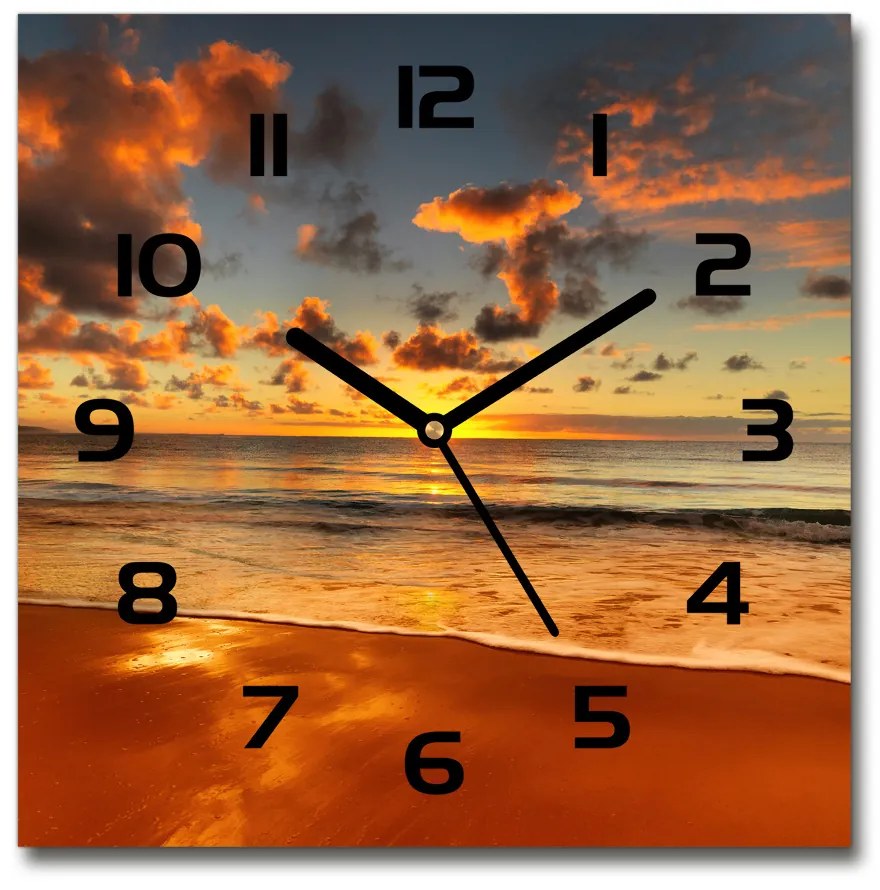 Wallmuralia Skleněné hodiny čtverec Australská pláž 30x30 cm