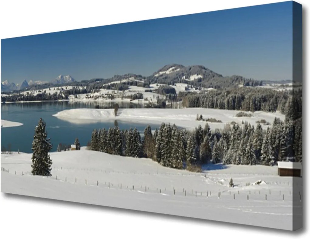 Obraz Canvas Jezero Sníh Krajina Hory