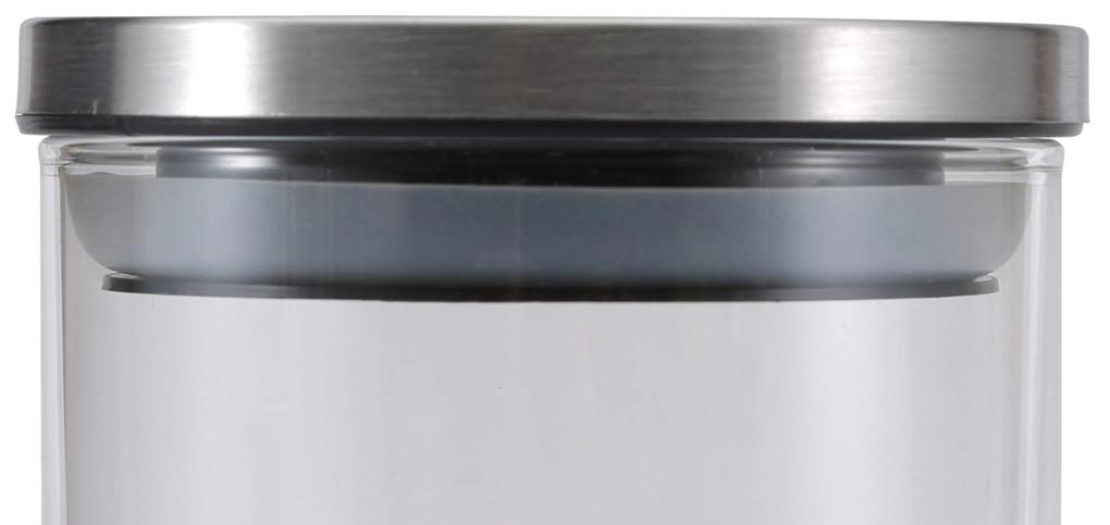 Skleněná dóza s nerezovým víkem Renberg / 350 ml / borosilikátové sklo / stříbrná / transparentní