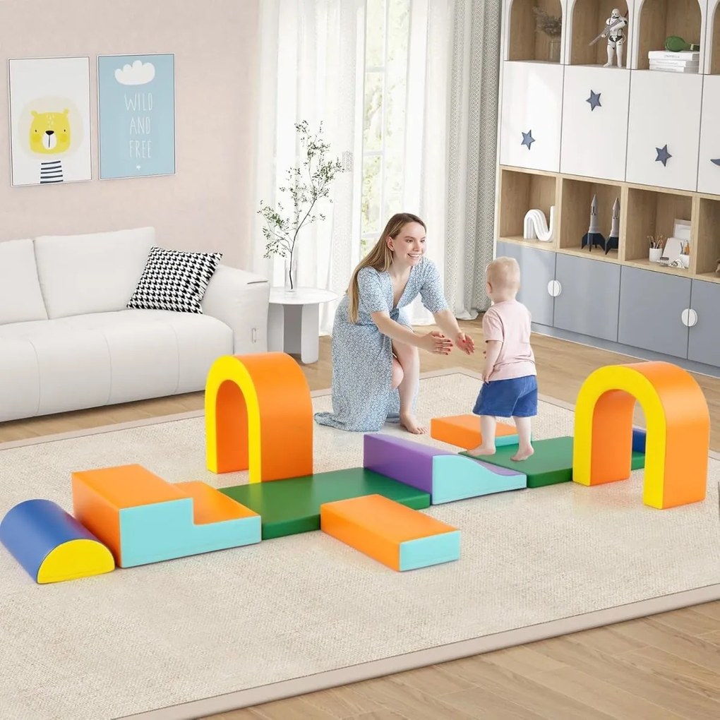 Costway 10 Částečné pěnové stavební bloky, měkké stavební bloky pro procházení
