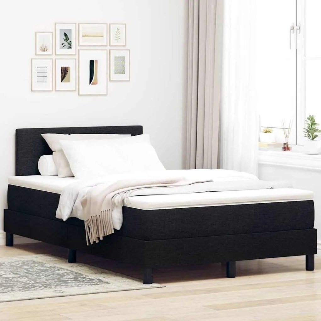 Postel s boxspringem s čelo Černý 120 x 200 cm textil 3338680