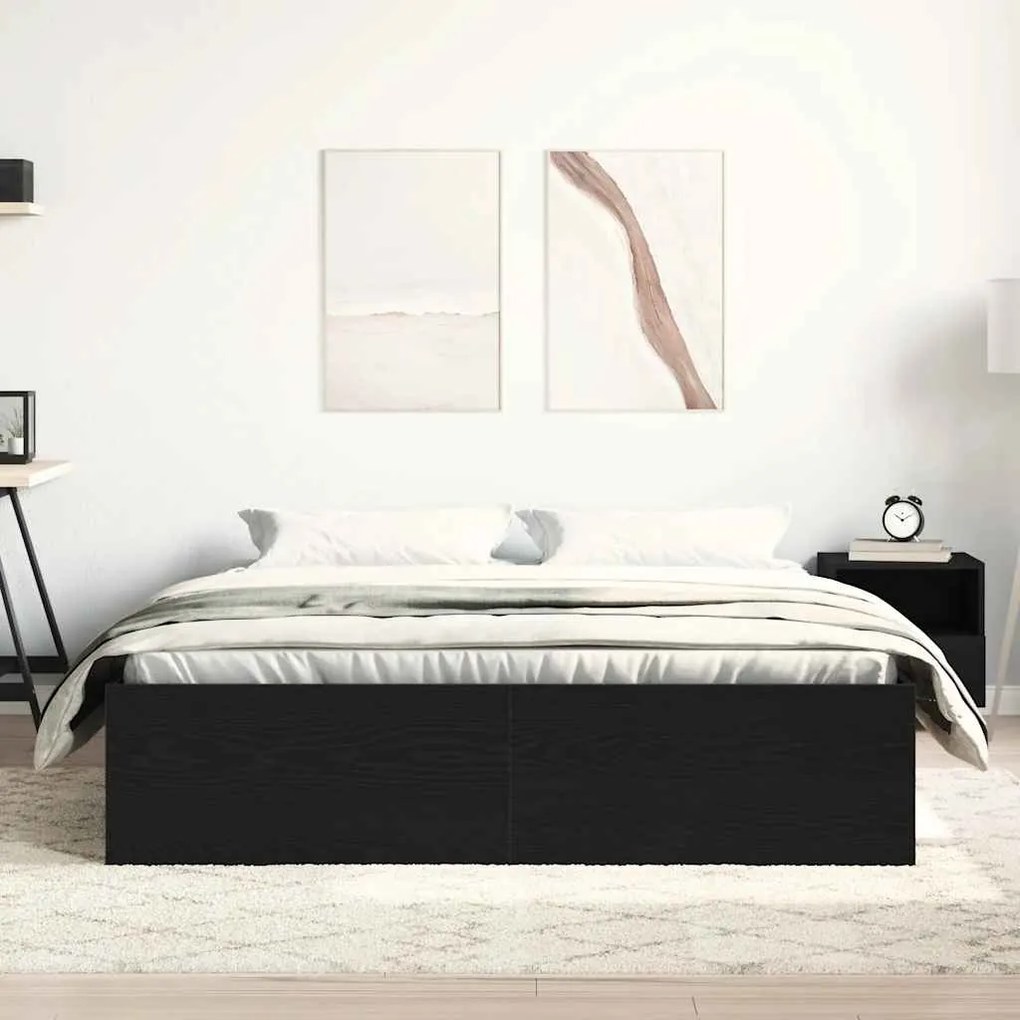 Rám postele bez matrace černý dub 150x200 cm kompozitní dřevo 3329314