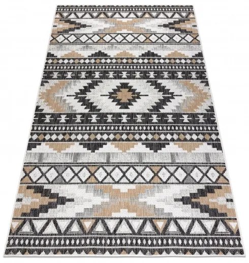 Dywany Łuszczów Kusový koberec Cooper Sisal Aztec 22235 ecru/black – na ven i na doma - 180x270 cm