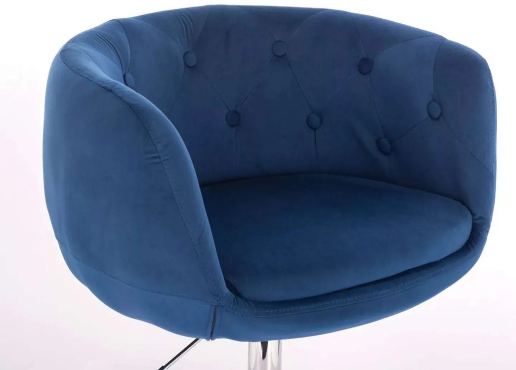 LuxuryForm DESIGN Barová židle MONTANA VELUR na zlaté kulaté podstavě - modrá