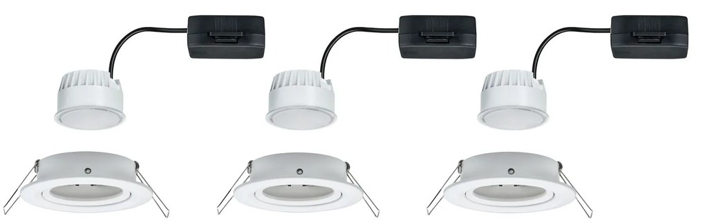 Paulmann 93449 LED Coin Nova round, set kulatých bodovek v bílé úpravě, 3x6,5W LED 2700K, prům.8,4cm