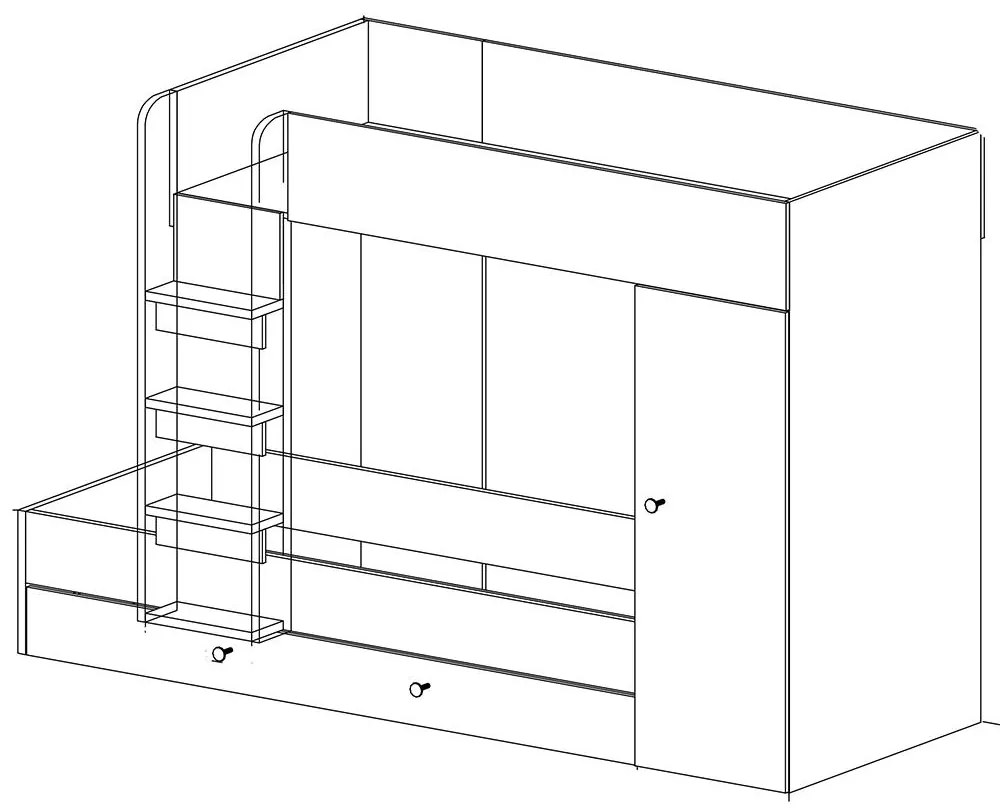 Dvoupatrová postel SMART 2 + přistýlka | 90x200 + 2x 85x200 | UNI provedení | artisan/černá