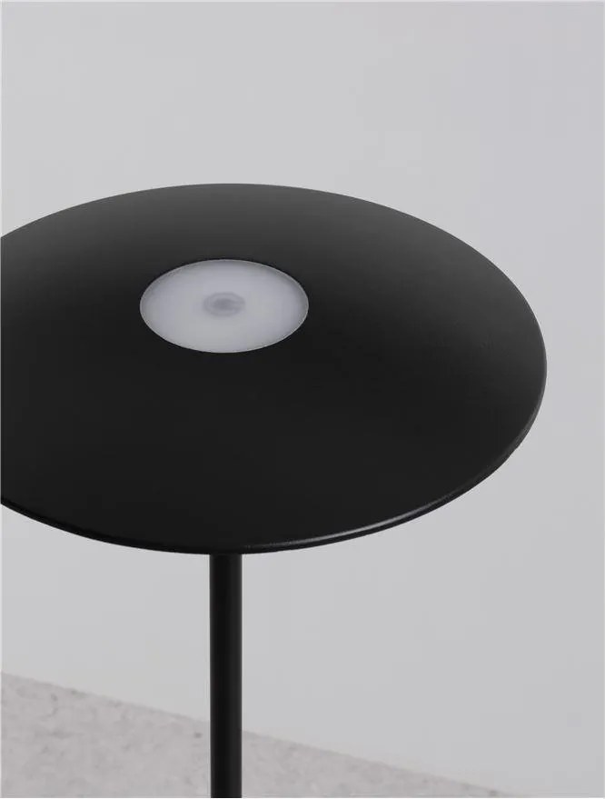 NV 9492441 Venkovní stolní lampa FABIO černý litý hliník a matný akryl LED 2W 3000K 5V DC 83st. IP54 vypínač na těle / USB kabel - NOVA LUCE