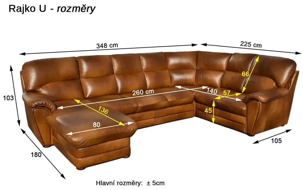 Askont Rajko XXL: Kožená sedací souprava do U