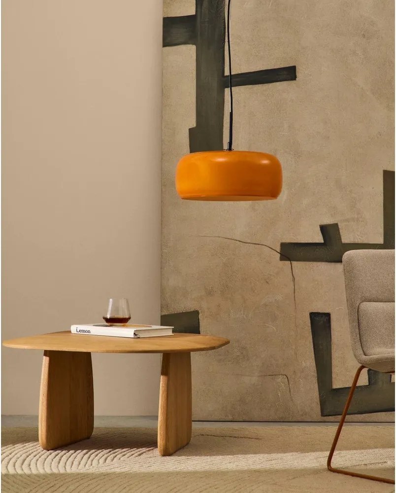 Oranžové LED závěsné svítidlo se skleněným stínidlem ø 38 cm Reig – Kave Home