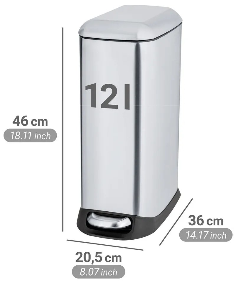 Nášlapný odpadkový koš z nerezové oceli ve stříbrné barvě 12 l Design – Wenko