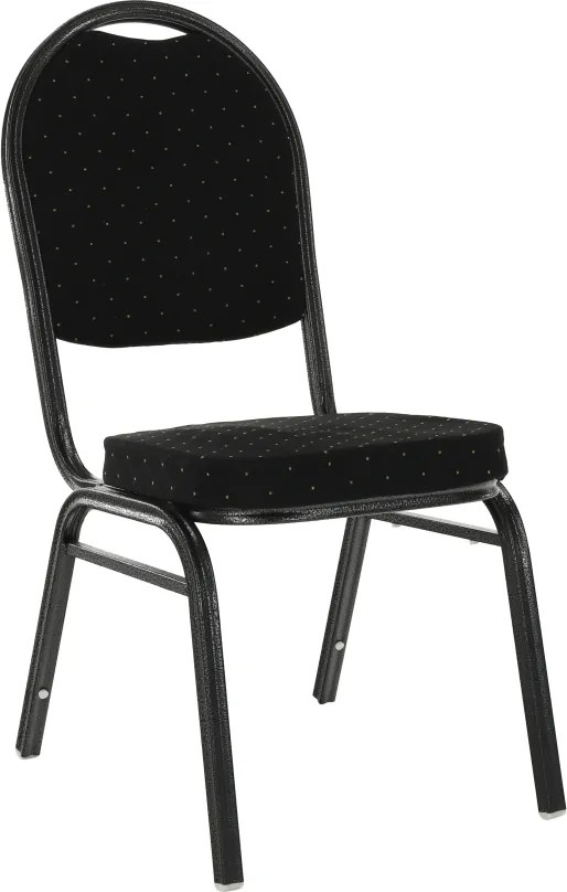Židle, stohovatelná, látka černá / rám šedý, JEFF 2 NEW