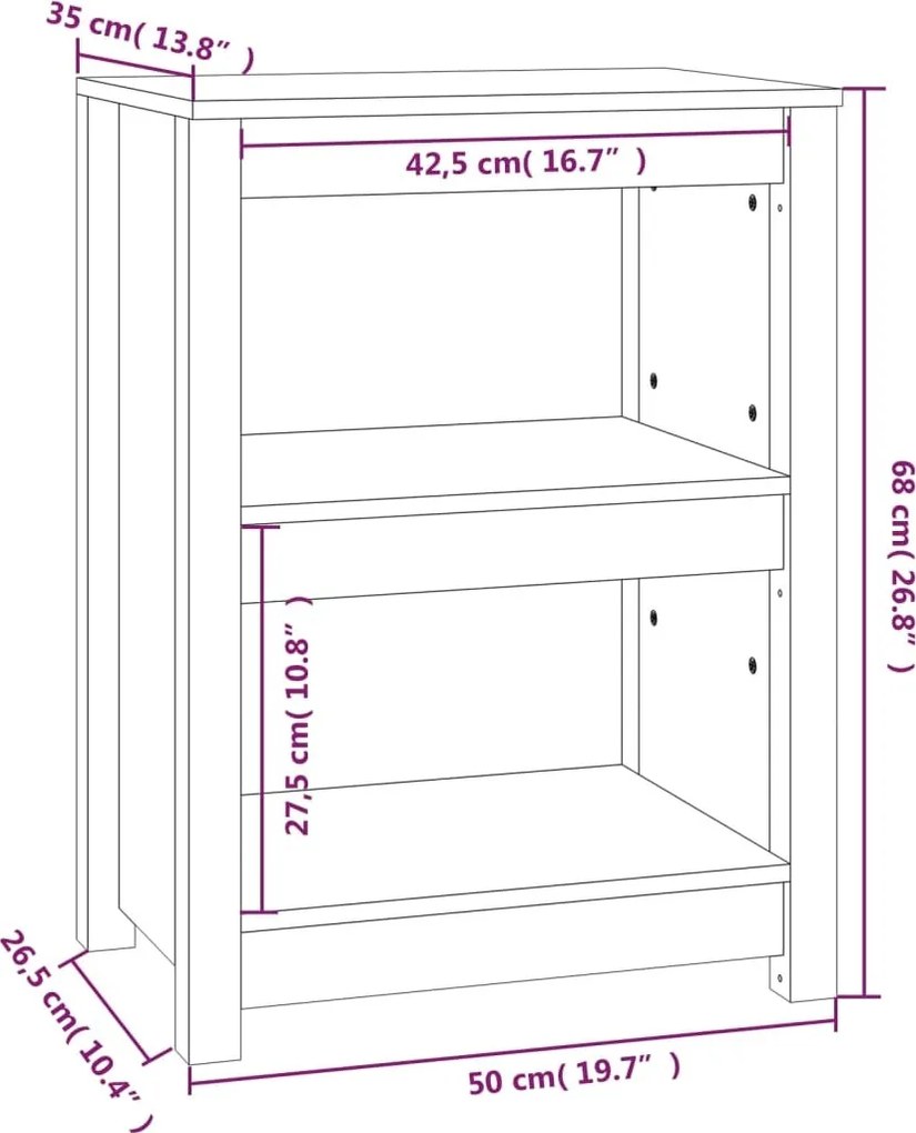 vidaXL Knihovna 50 x 35 x 68 cm masivní dřevo borovice [821702] Barva: Bílá