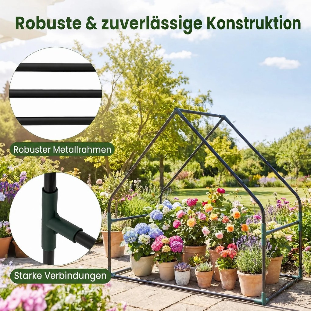 Costway Fóliový mini skleník se 2 rolovacími dveřmi, 92 × 50 × 85 cm