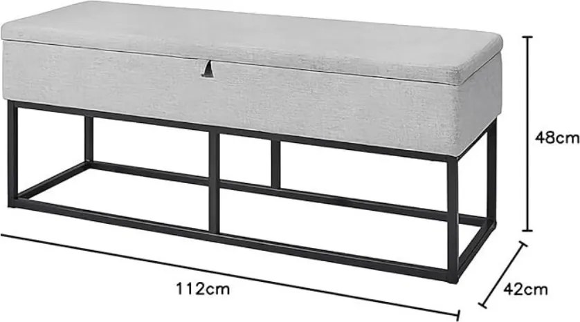 Lavice s úložným prostorem TAURO 112x48 cm, šedá
