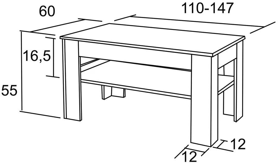 Konferenční stůl Ctirad 60×110-147 hnědá