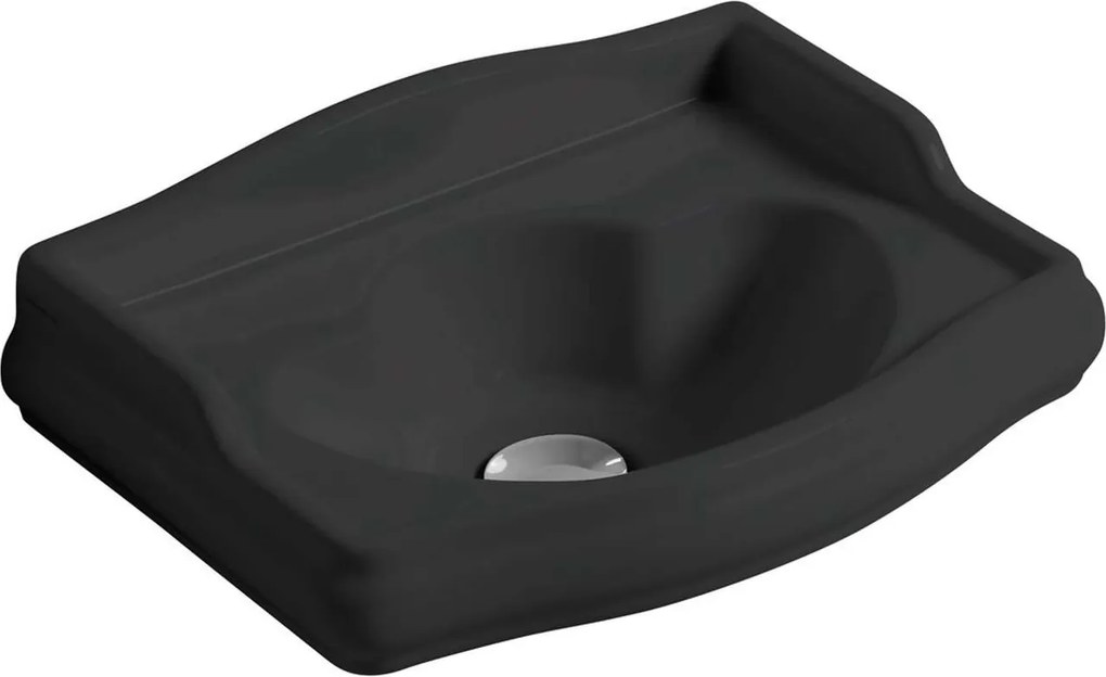 Sapho Kerasan Retro - Umývátko 41x30 cm, bez přepadu, bez otvoru pro baterii, matná černá 103331