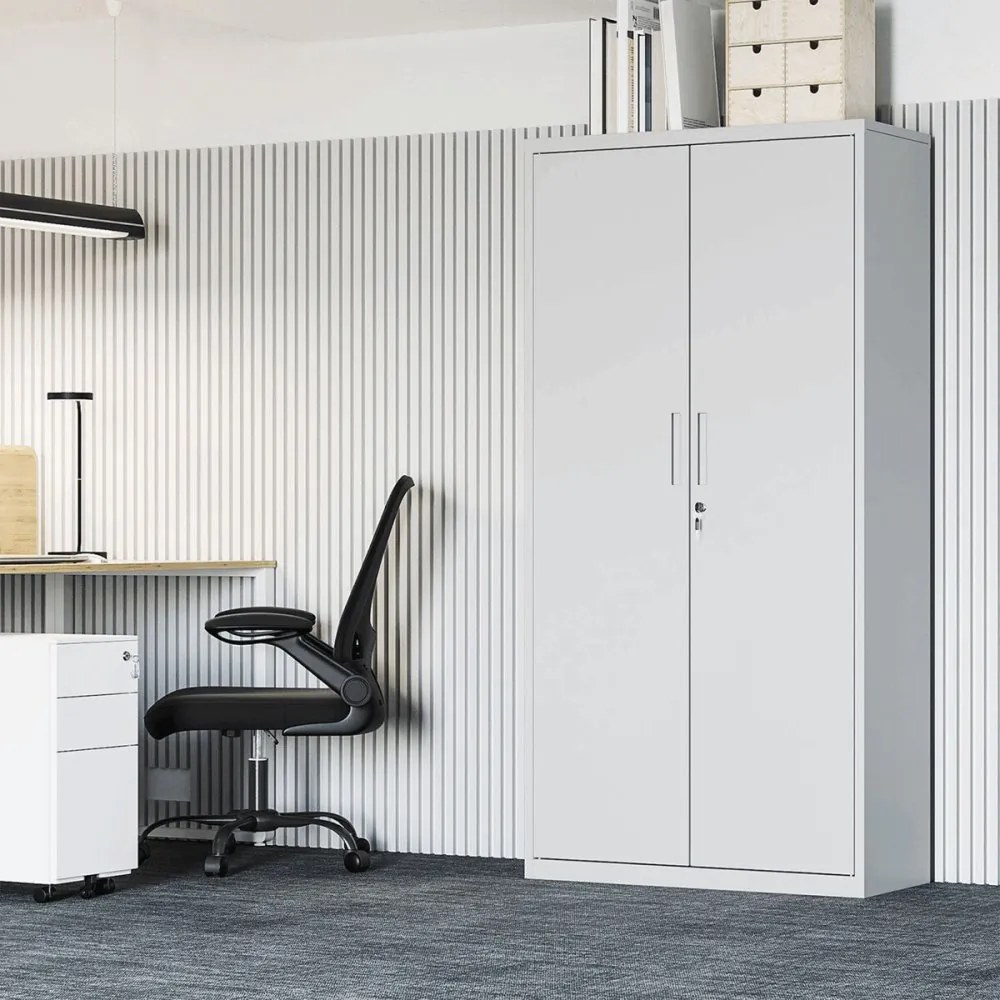 Komoda 80x40x180cm, kov, bílá, AUS-E1115 GREY