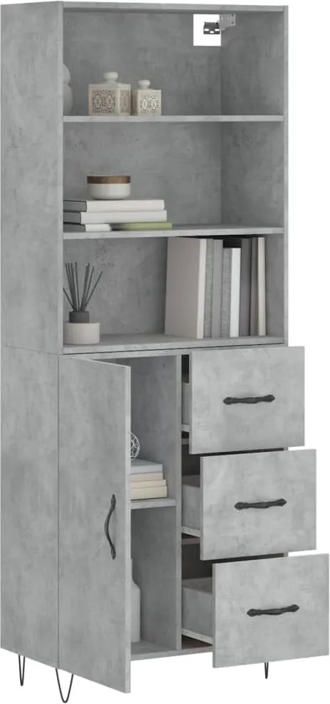 Skříň highboard betonově šedá 69,5x34x180 cm kompozitní dřevo 3189441