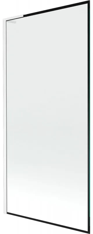 Mexen Next L, 1-křídlová vanová zástěna 90 x 150 cm, 6mm čiré sklo-černý vzor, ​​bílý profil, 895-090-000-03-70-20