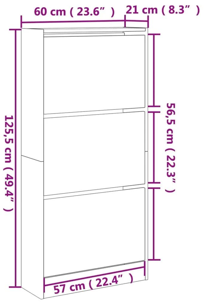 vidaXL Botník 60 x 21 x 125,5 cm kompozitní dřevo [839896] Barva: šedá sonoma