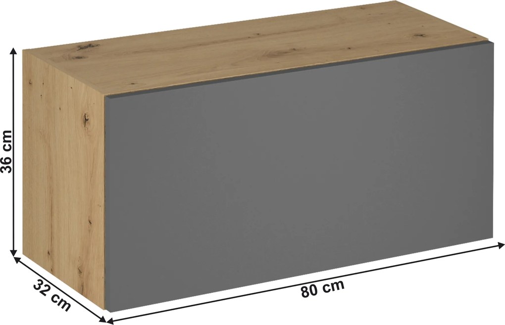 Horní skříňka, dub artisan/šedý mat, LANGEN G80K