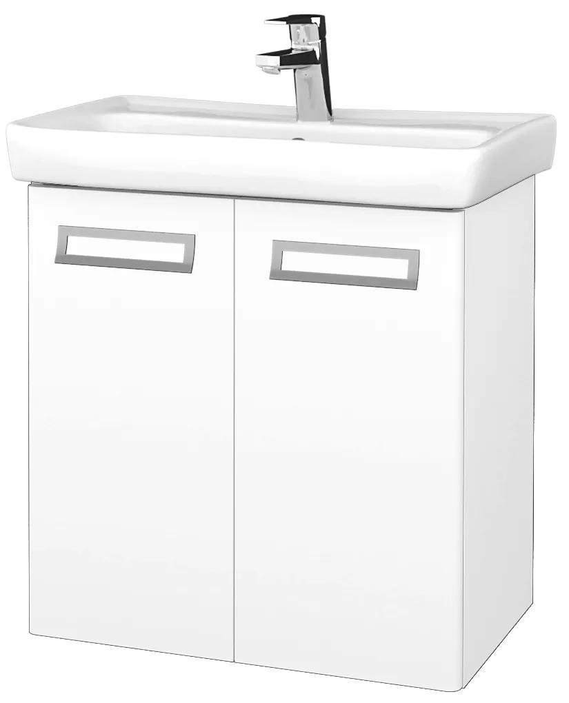 Dřevojas Koupelnová skříň DOOR SZD2 60 Varianta: N01 Bílá lesk / Úchytka T01 / L01 Bílá vysoký lesk