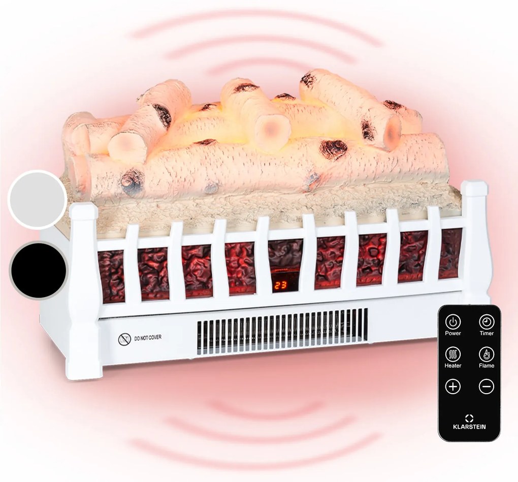 Klarstein Kamini FXL 2G, elektrický krb, krbová vložka, 1800 W, 3D LED iluze plamene, bílý