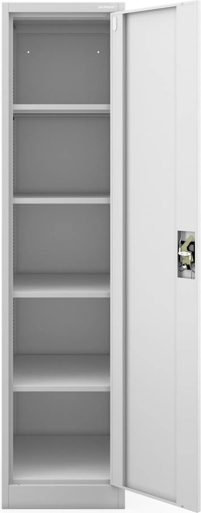Kovová kancelářská skříň na spisy a dokumenty hluboká, šedá, 450x1850x600 mm: ALEX D600