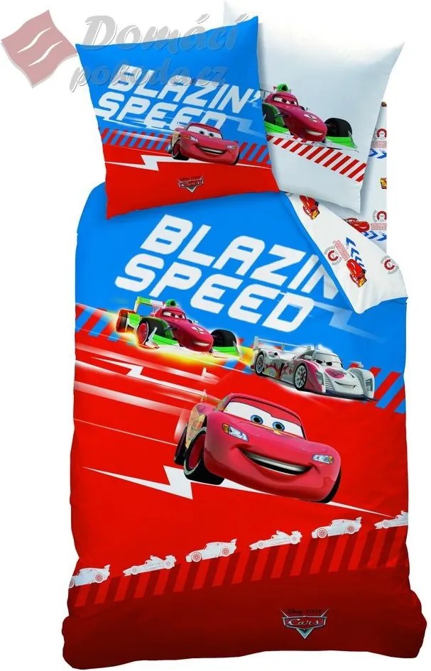 CTI Povlečení Cars Blazin speed  - 140x200, 63x63 cm + polštář 60x60 cm ZDARMA