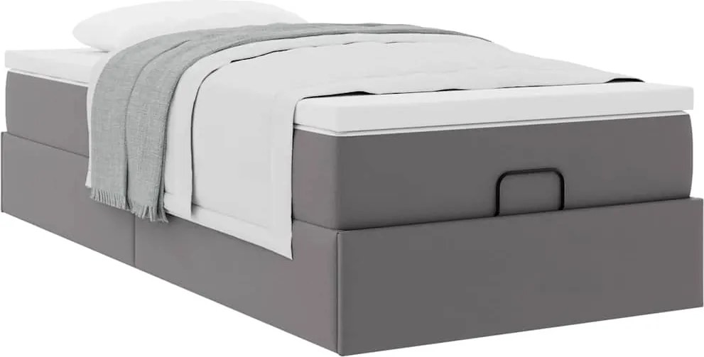 Osmanský rám postele s matrací šedá 80x200cm umělá kůže 3311009