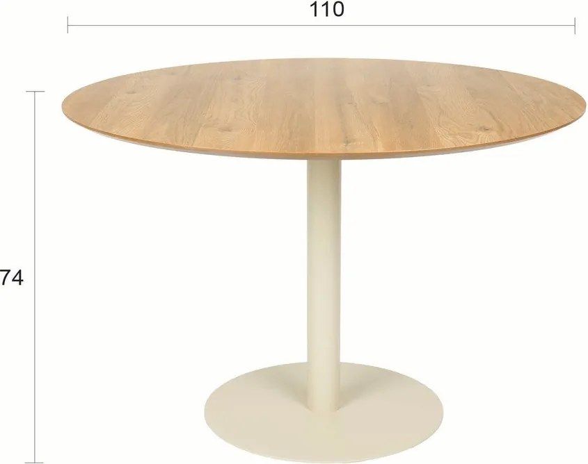 Kulatý jídelní stůl s deskou v dubovém dekoru ø 110 cm Steven – White Label