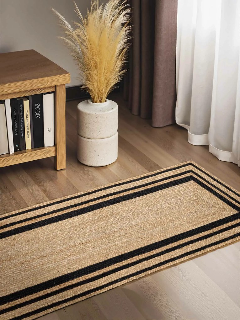 Hanse Home, Běhoun Looma 106302 Natural Gold Black, 80x250, béžová, chodba / předsíň