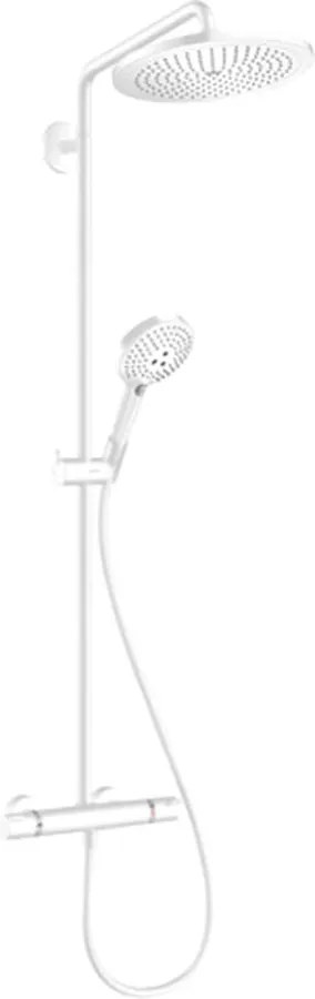 Hansgrohe Croma Select S, Showerpipe 280 1jet s termostatem a ruční sprchou Raindance Select S 120 3jet, matná bílá, HAN-26890700