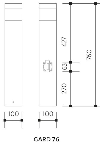 PANLUX Zahradní sloupek / svítidlo se zásuvkou GARD 76cm