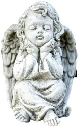 Zahradní betonová dekorace sedící anděl - 15*16*21cm
