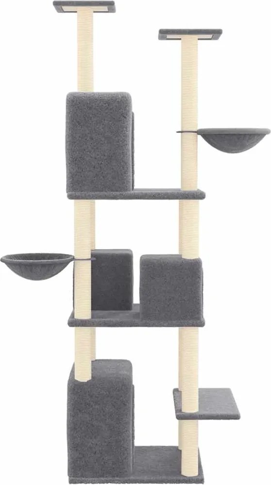 Škrabadlo pro kočky se sisalovými sloupky tmavě šedé 180 cm 171602