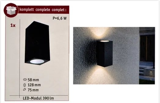 Paulmann 94328 - 2xLED/2,8W IP44 Venkovní nástěnné svítidlo FLAME 230V antracit