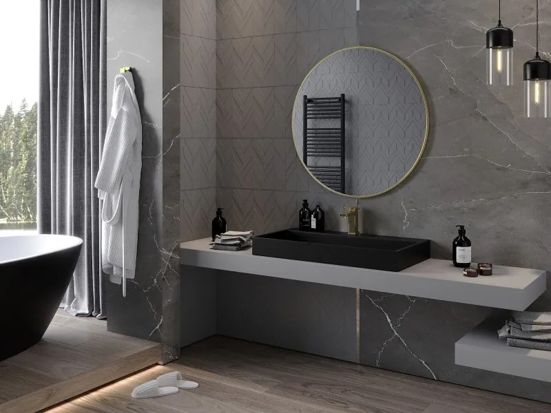 Mexen Loft kulaté koupelnové zrcadlo 90 cm, zlatý rám - 9850-090-090-000-50