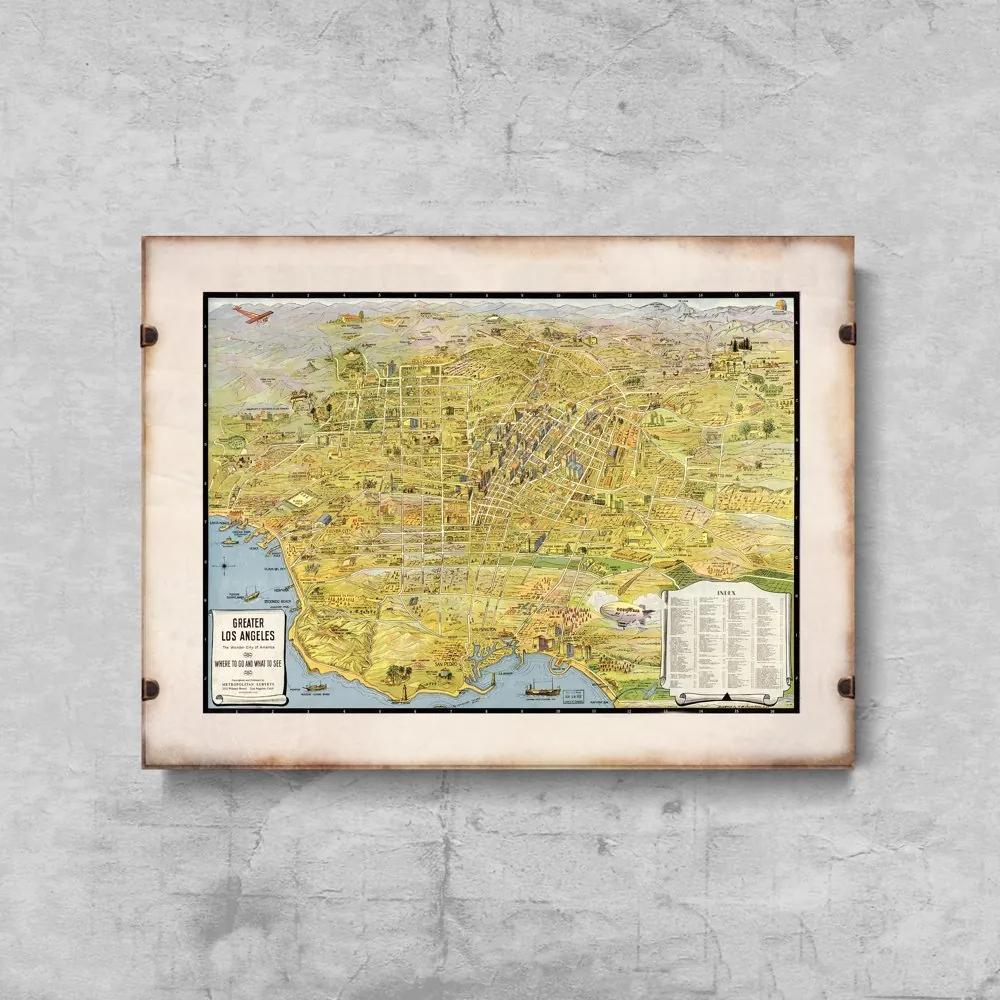 Retro plakát Stará mapa Los Angeles
